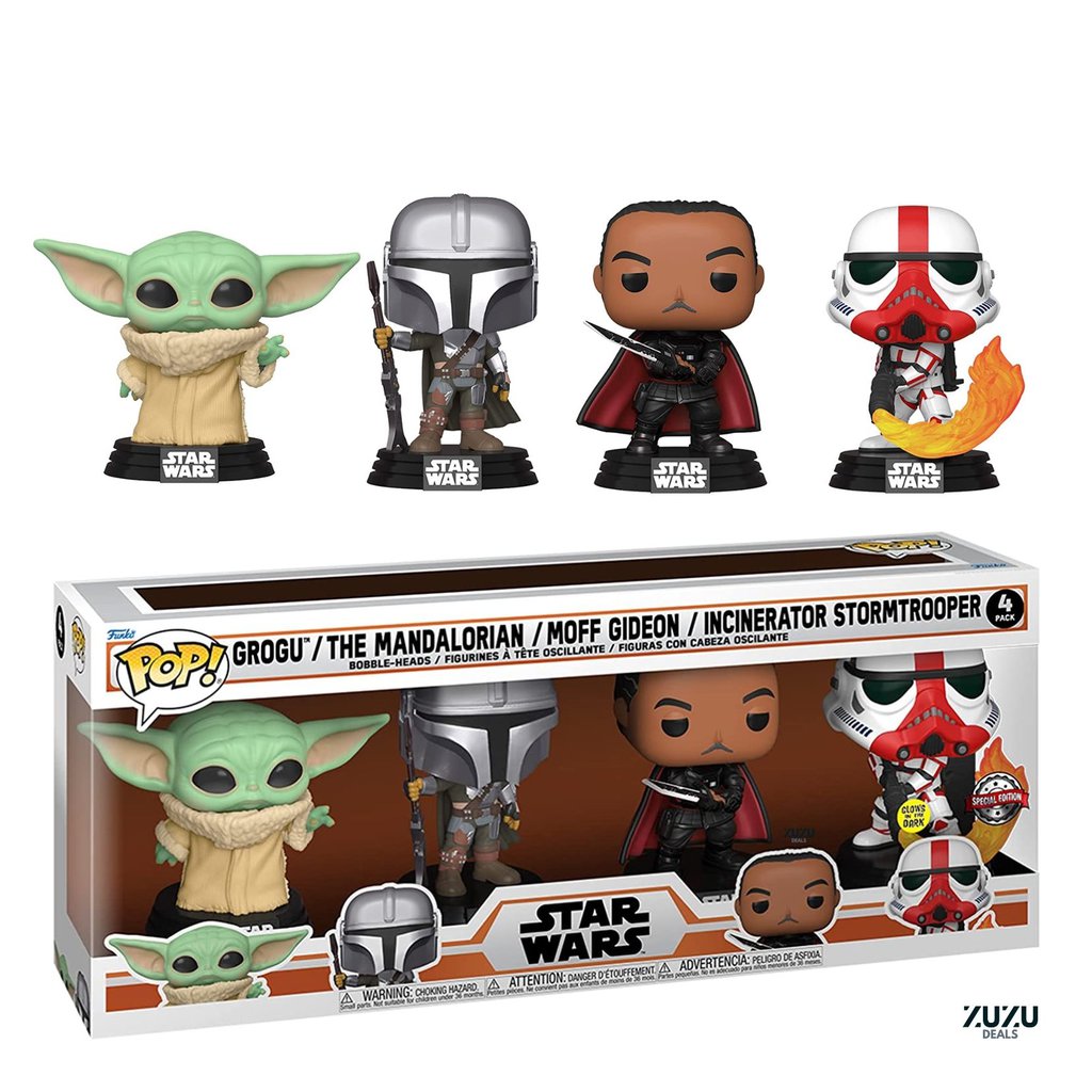 מארז 4 בובות פופ מלחמת הכוכבים המנדלוריאן Funko Pop! זוהר בחושך רק ב₪90 ...